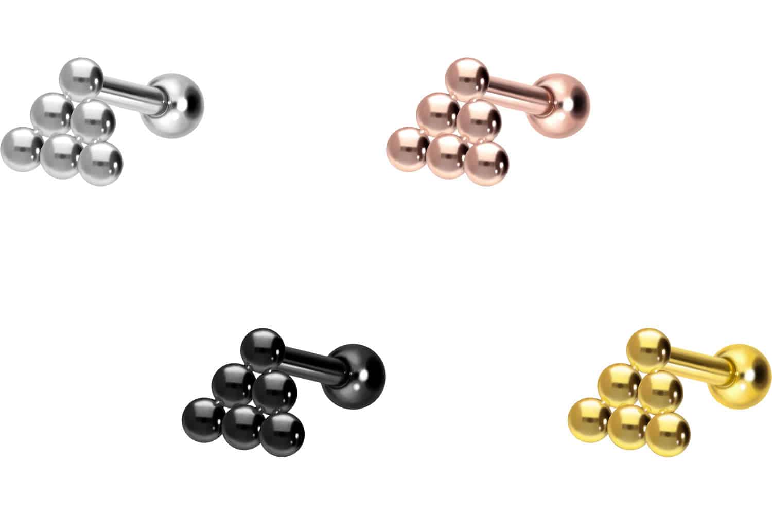 Titanium ear piercing with internal thread SPHERICAL TRIANGLE ...